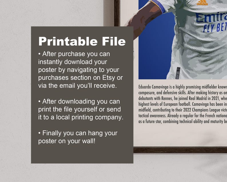 Eduardo Camavinga Poster Real Madrid Wall Art Cool Football Posters ...