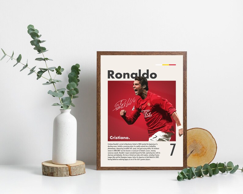 Digital Cristiano Ronaldo Poster Machester United Wall Art Cool ...