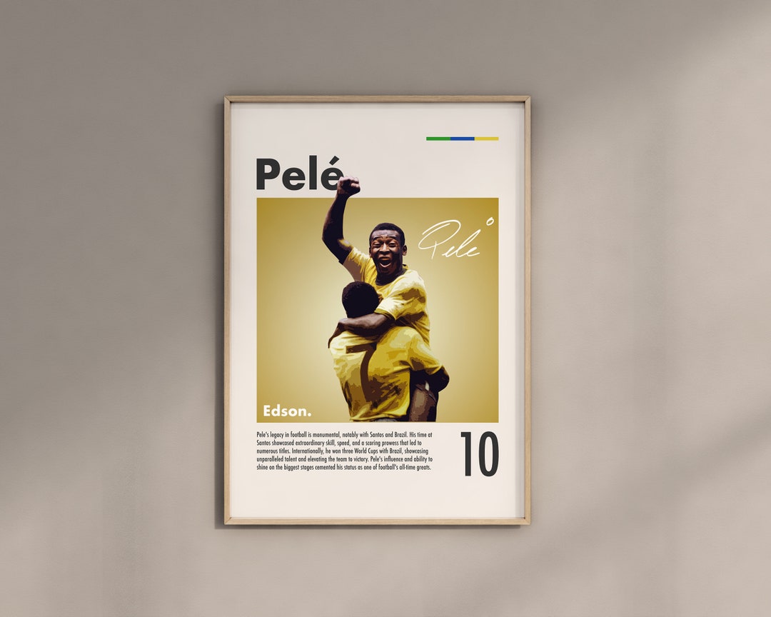 Printable Pele Wall Art Team Brazil Poster Cool Football Decor Gifts ...