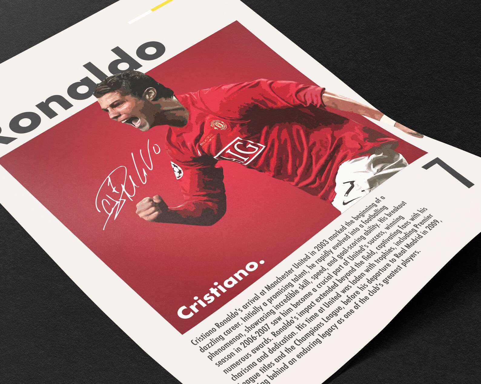 Digital Cristiano Ronaldo Poster Machester United Wall Art Cool ...
