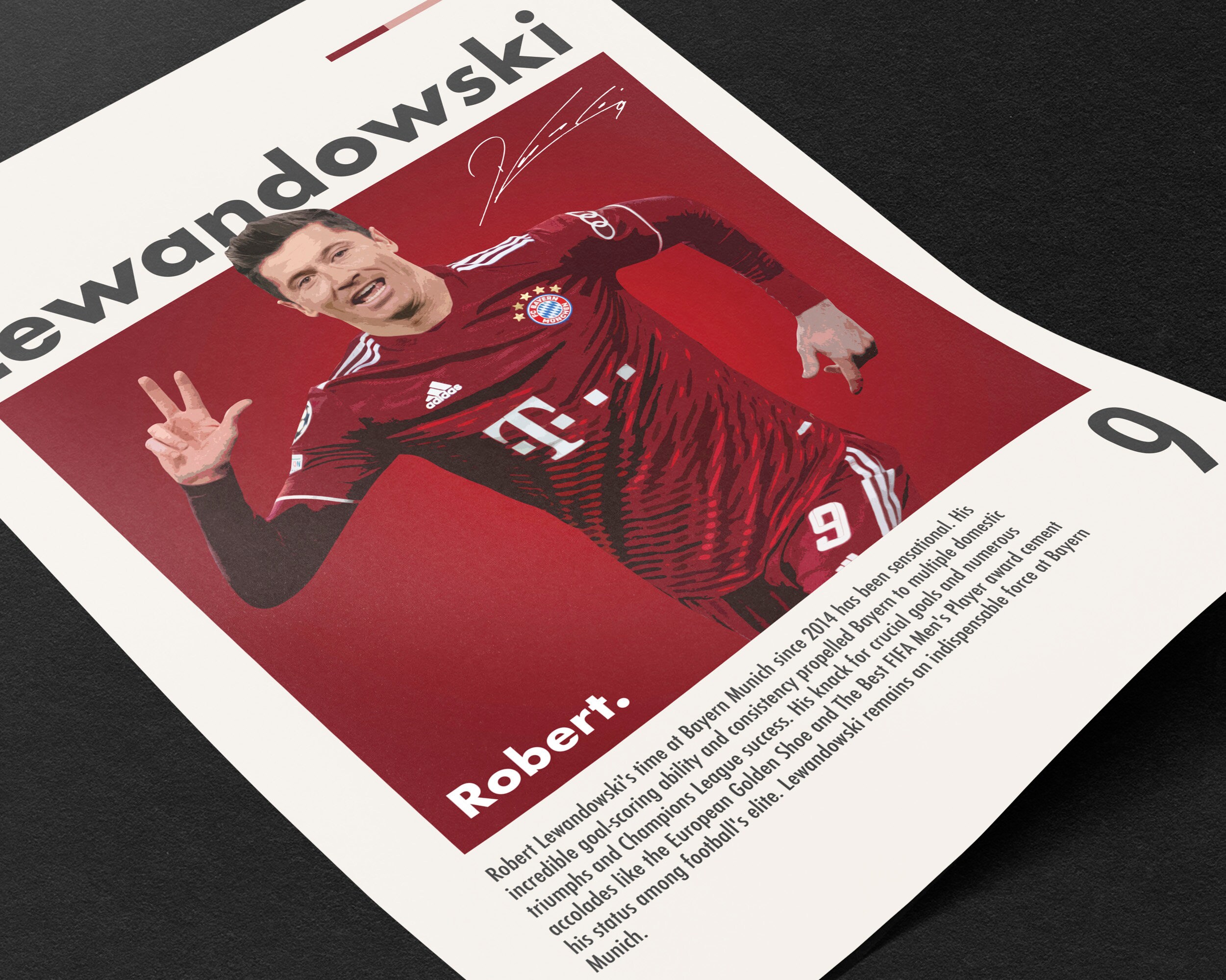 Digital Robert Lewandowski Poster Decorative Football Wall Art ...