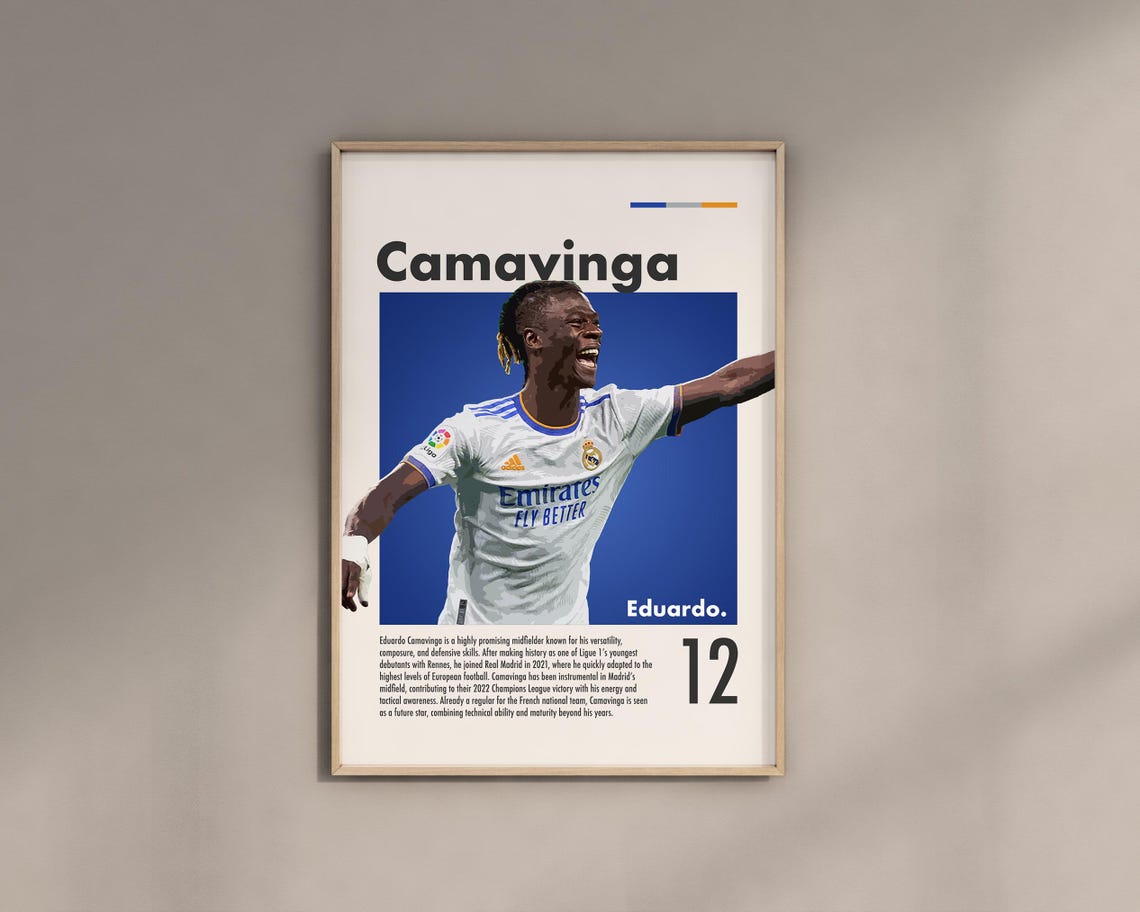 Eduardo Camavinga Poster Real Madrid Wall Art Cool Football Posters ...