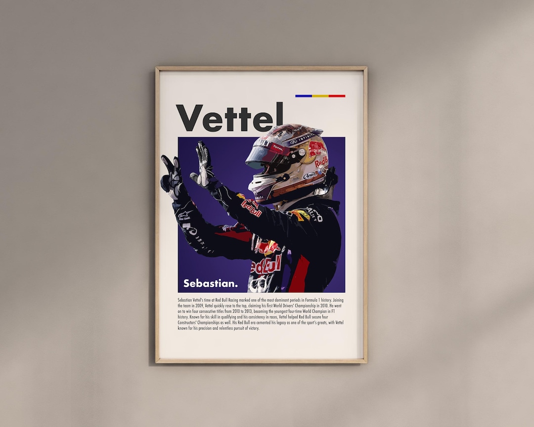Sebastian Vettel Poster Formula 1 Wall Art Printable F1 Posters Cool ...