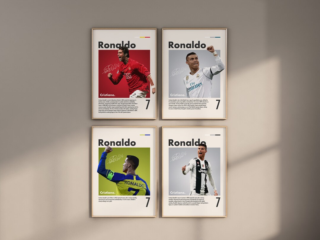Set of 4 Cristiano Ronaldo Posters Real Madrid Wall Art Cool CR7 Prints ...