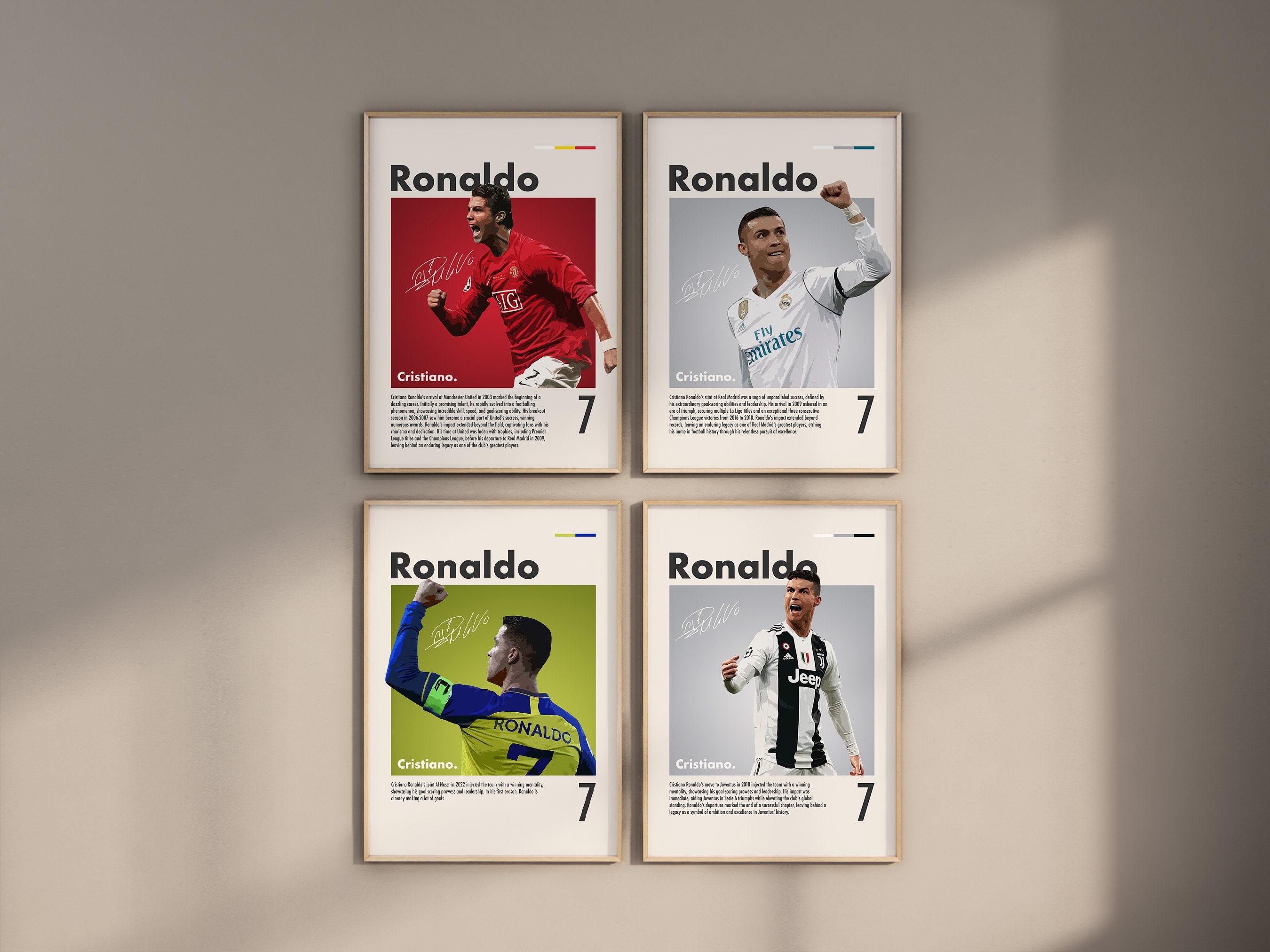 Set of 4 Cristiano Ronaldo Posters Real Madrid Wall Art Cool CR7 Prints ...