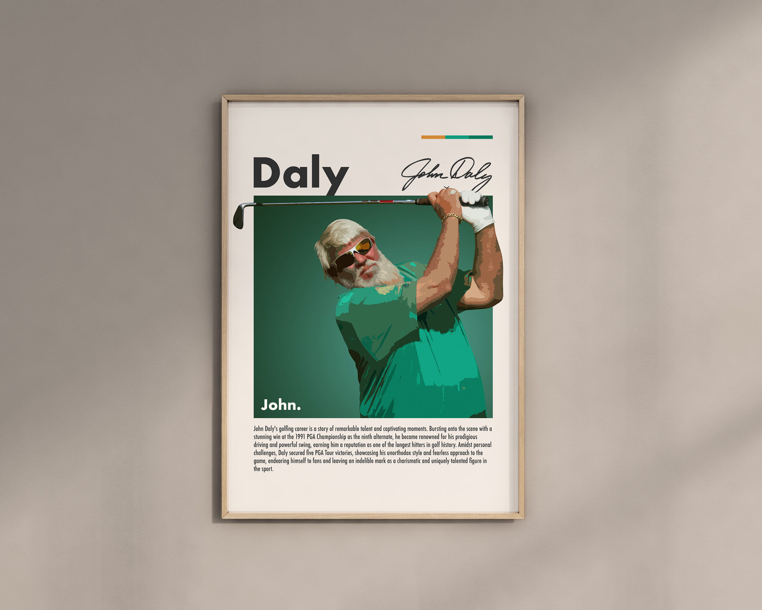 John Daly Poster Prints Digital Golf Wall Art Golfing Icons Artworks ...