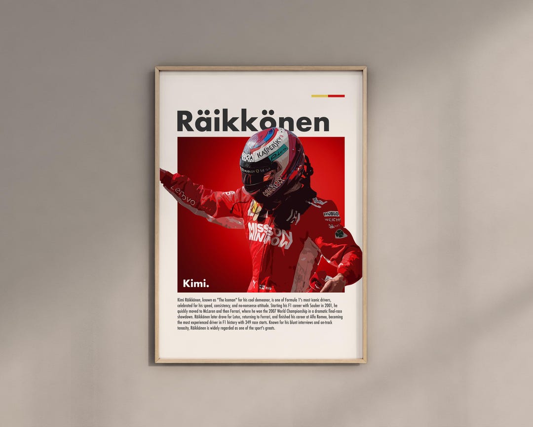 Kimi Raikkonen Poster Formula 1 Prints Downloadable F1 Posters Formula1 ...