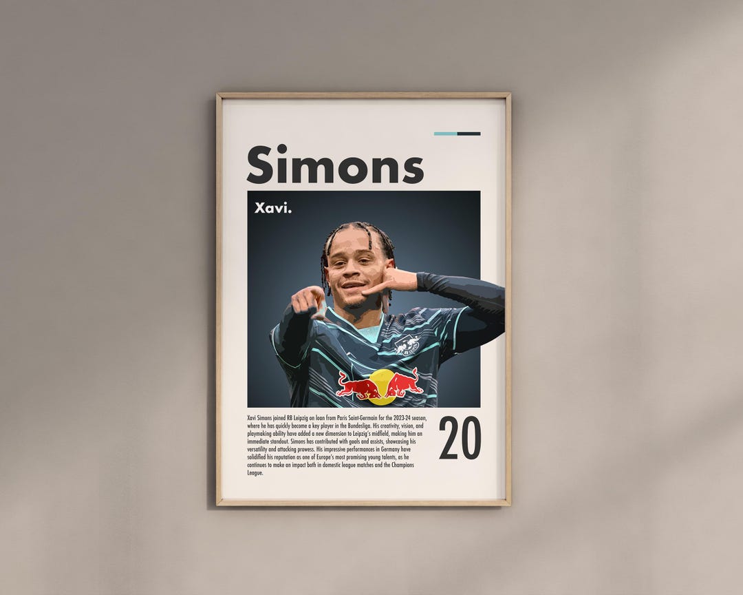 Xavi Simons Poster RB Leipzig Football Team Cool Athlete Prints Bedroom ...