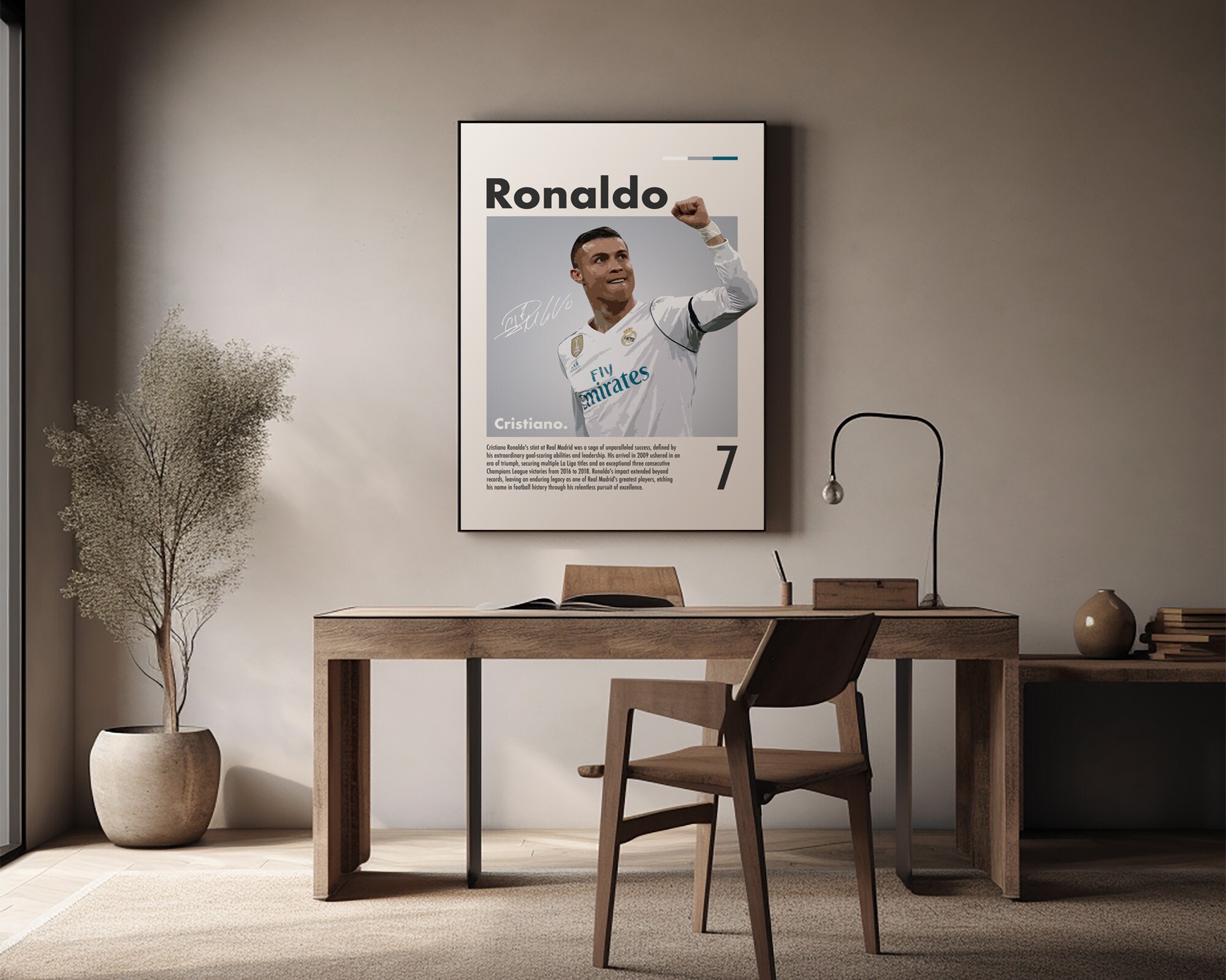 Digital Cristiano Ronaldo Poster Real Madrid Wall Art Cool Football ...