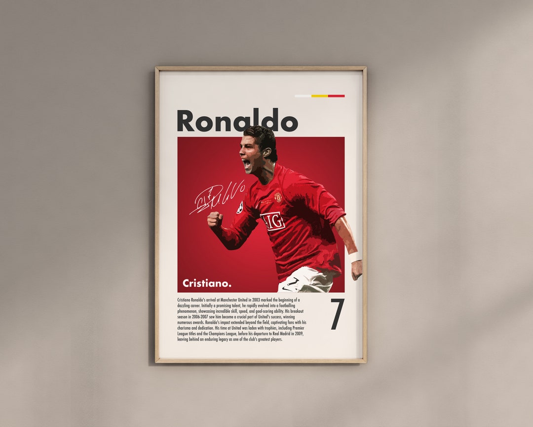 Digital Cristiano Ronaldo Poster Machester United Wall Art Cool ...
