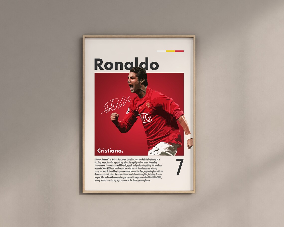 Digital Cristiano Ronaldo Poster Machester United Wall Art Cool ...