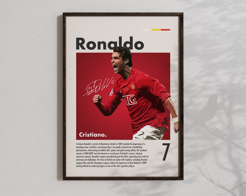 Digital Cristiano Ronaldo Poster Machester United Wall Art Cool ...