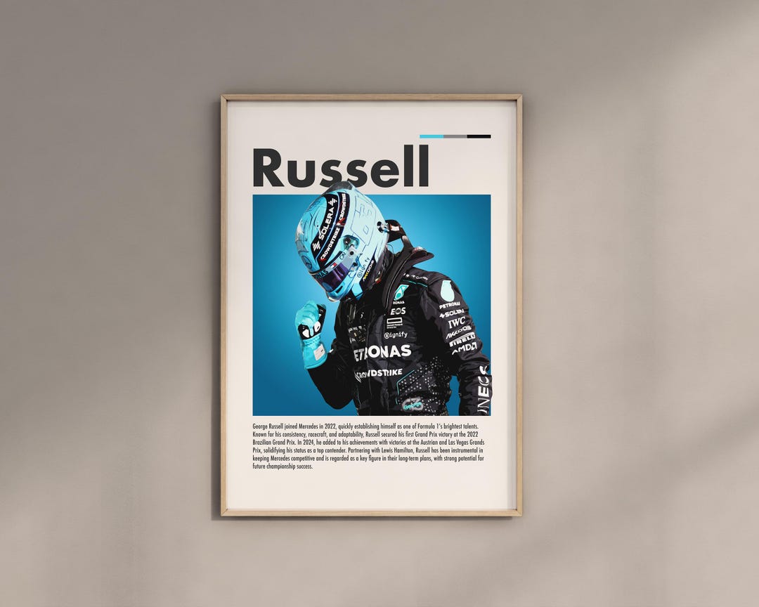 George Russell Wall Art Printable Formula 1 Poster Digital F1 Racing ...