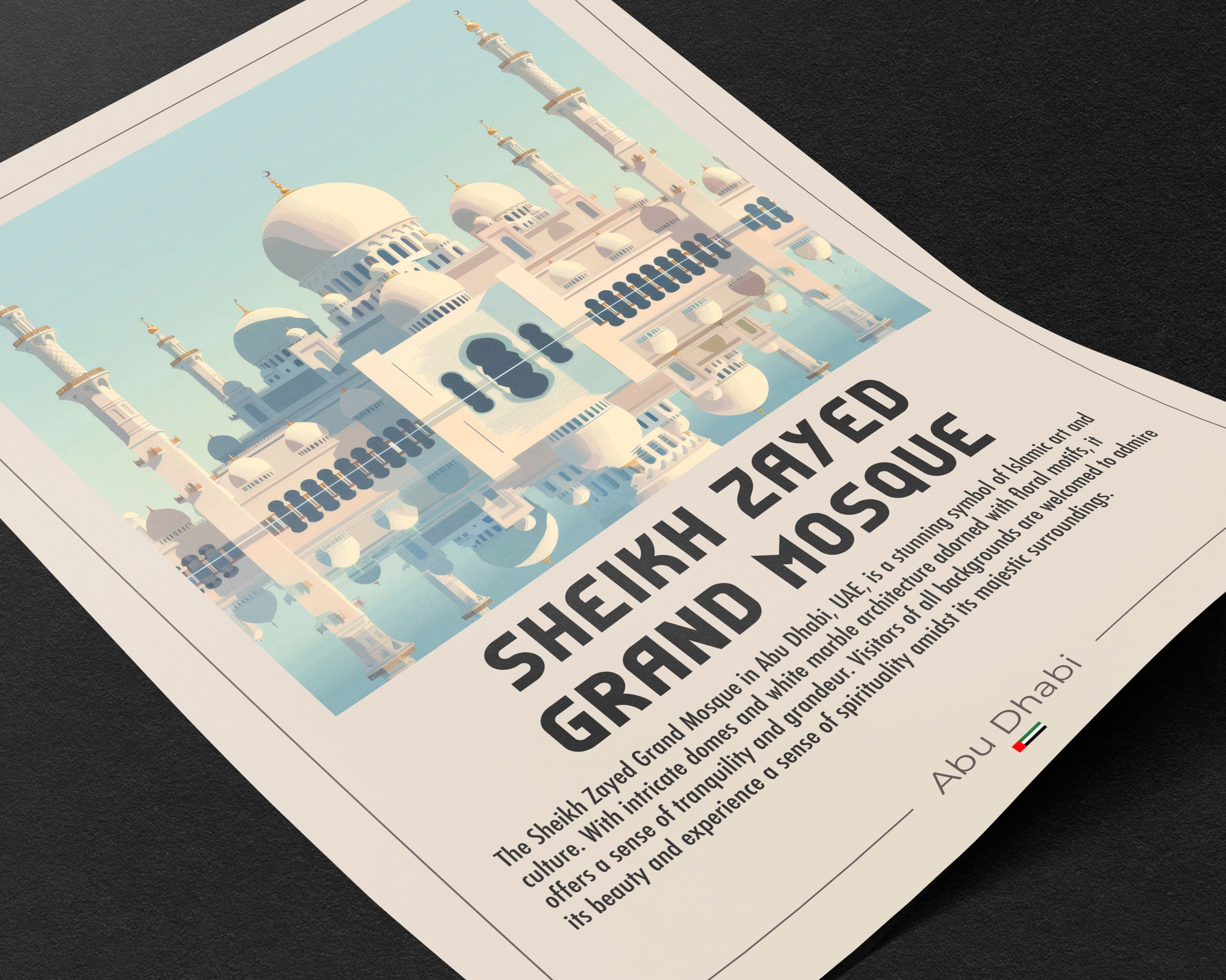 Sheikh Zayed Grand Mosque Poster Aesthetic Home Decoration Abu Dhabi ...