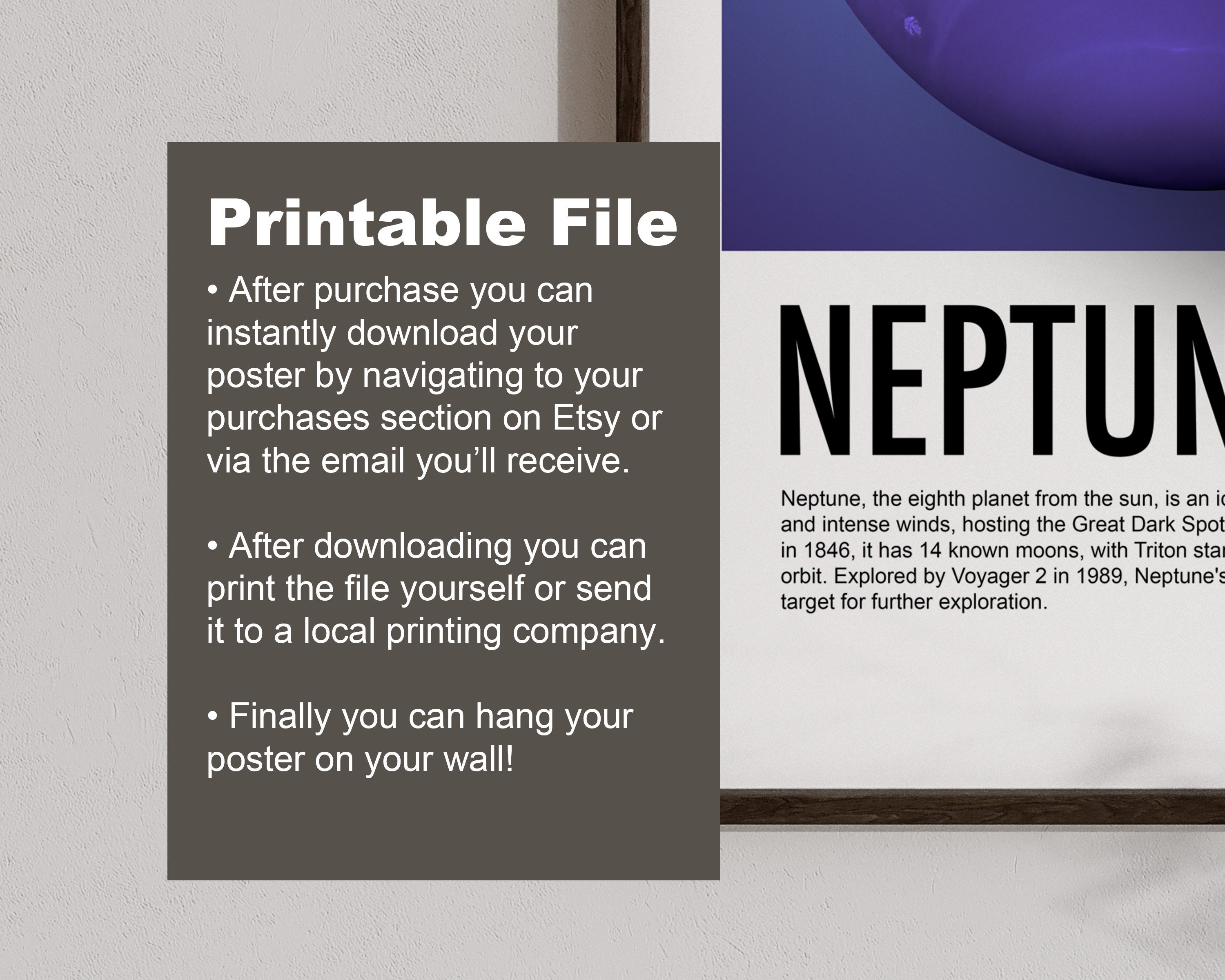 Neptune Poster Printable Solar System Print for Livingroom Space ...