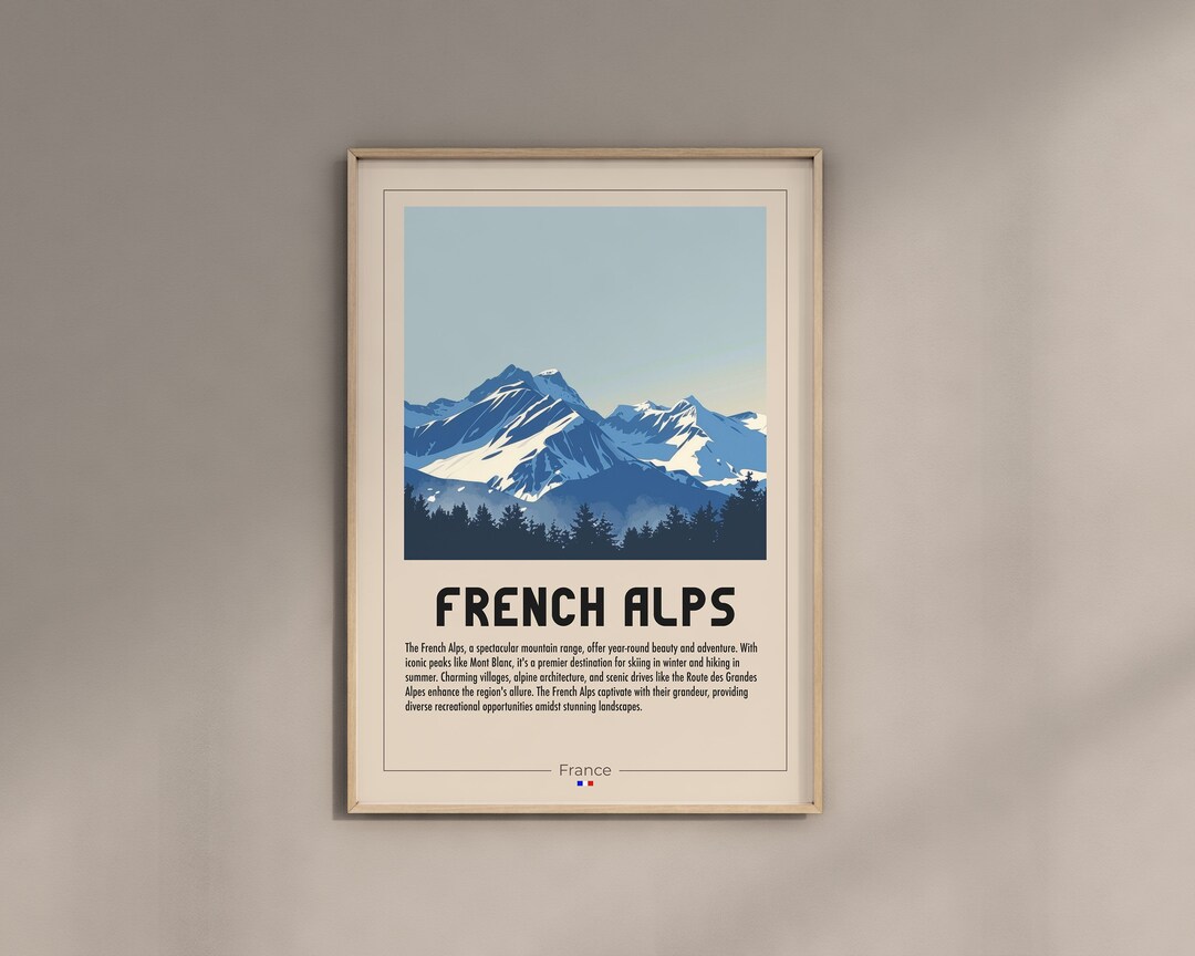 French Alps Vintage Poster Aesthetic Bedroom Wall Art Printable ...