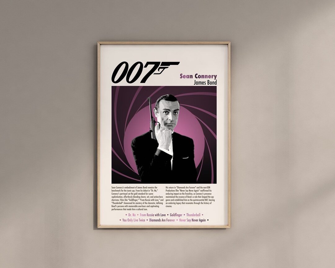 Sean Connery Poster James Bond Wall Art 007 Digital Prints Action ...