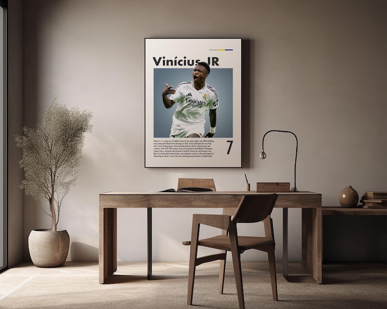Digital Vinicius Jr Poster Real Madrid Wall Art Decorative Football ...