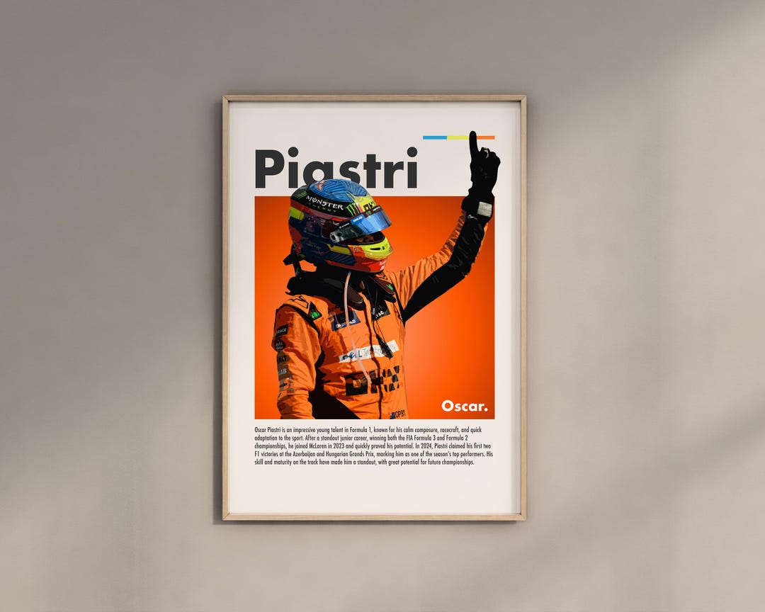 Printable Oscar Piastri Poster Formula 1 Decoration Cool F1 Print ...