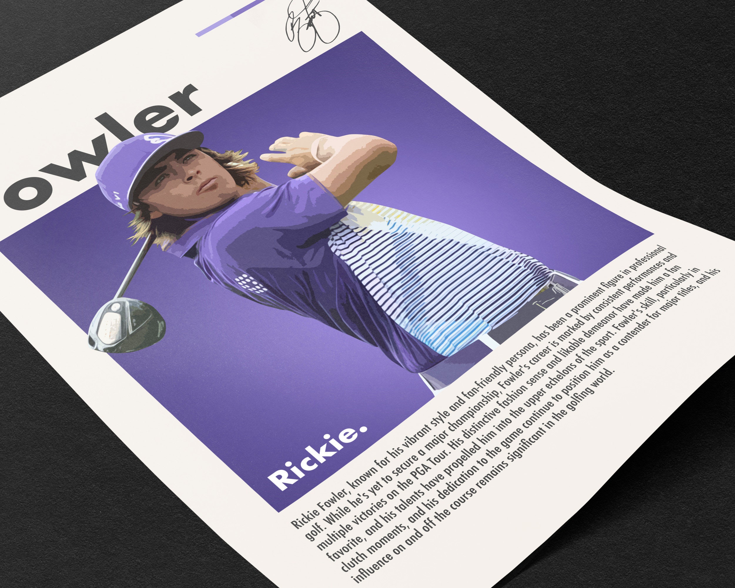 Printable Rickie Fowler Poster Golf Wall Art Rickie Fowler Artwork ...