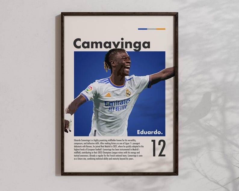 Eduardo Camavinga Poster Real Madrid Wall Art Cool Football Posters ...