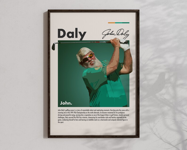John Daly Poster Prints Digital Golf Wall Art Golfing Icons Artworks ...