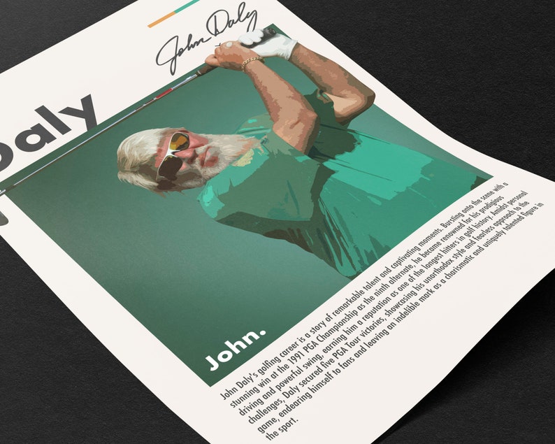 John Daly Poster Prints Digital Golf Wall Art Golfing Icons Artworks ...