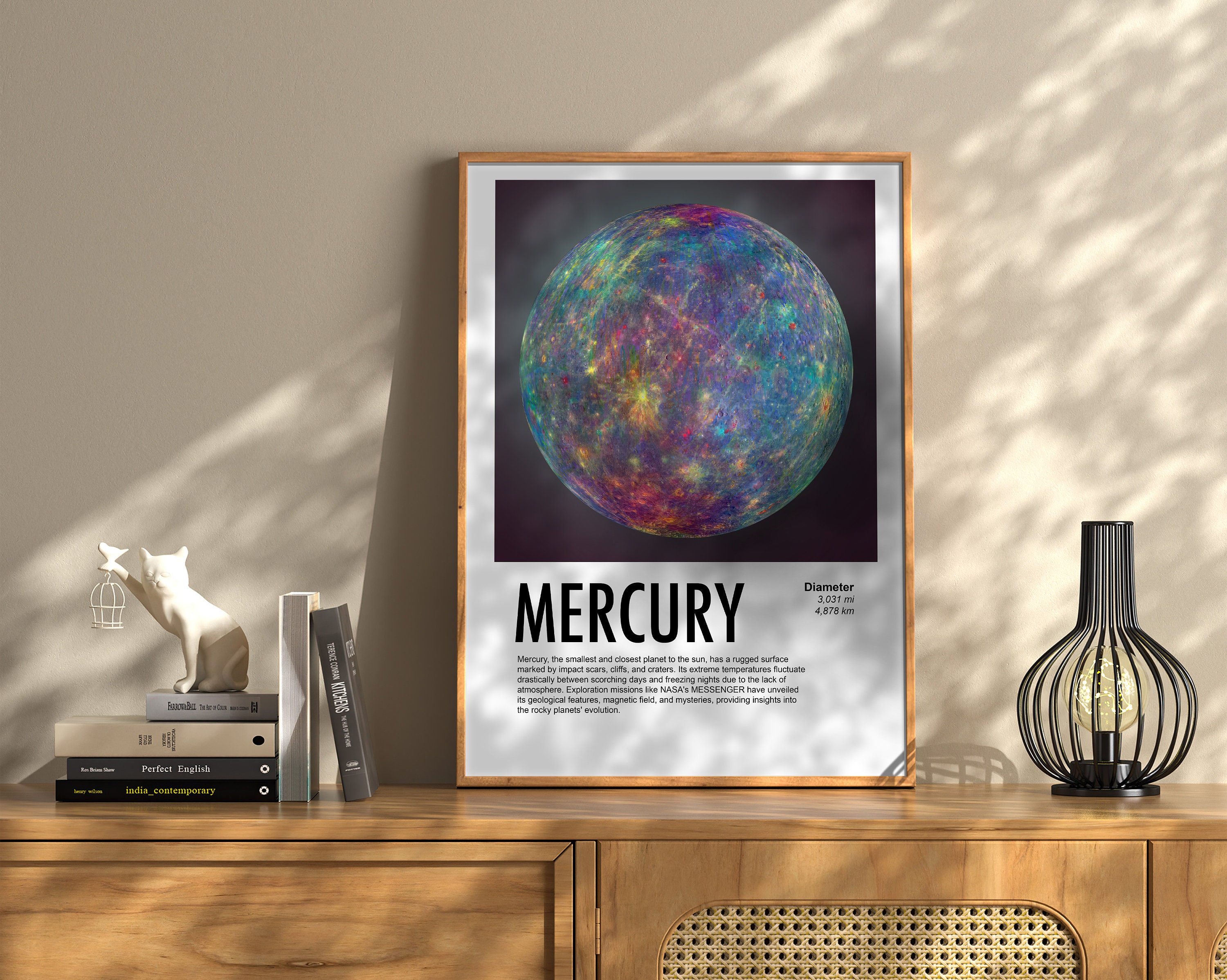 Planet Mercury Poster Nice Solar System Wall Art for Livingroom Space ...