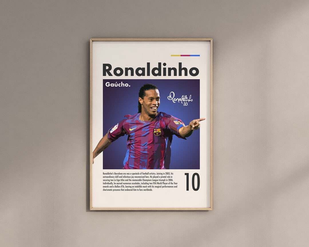 Digital Ronaldinho Poster FC Barcelona Decoration Football Artwork ...