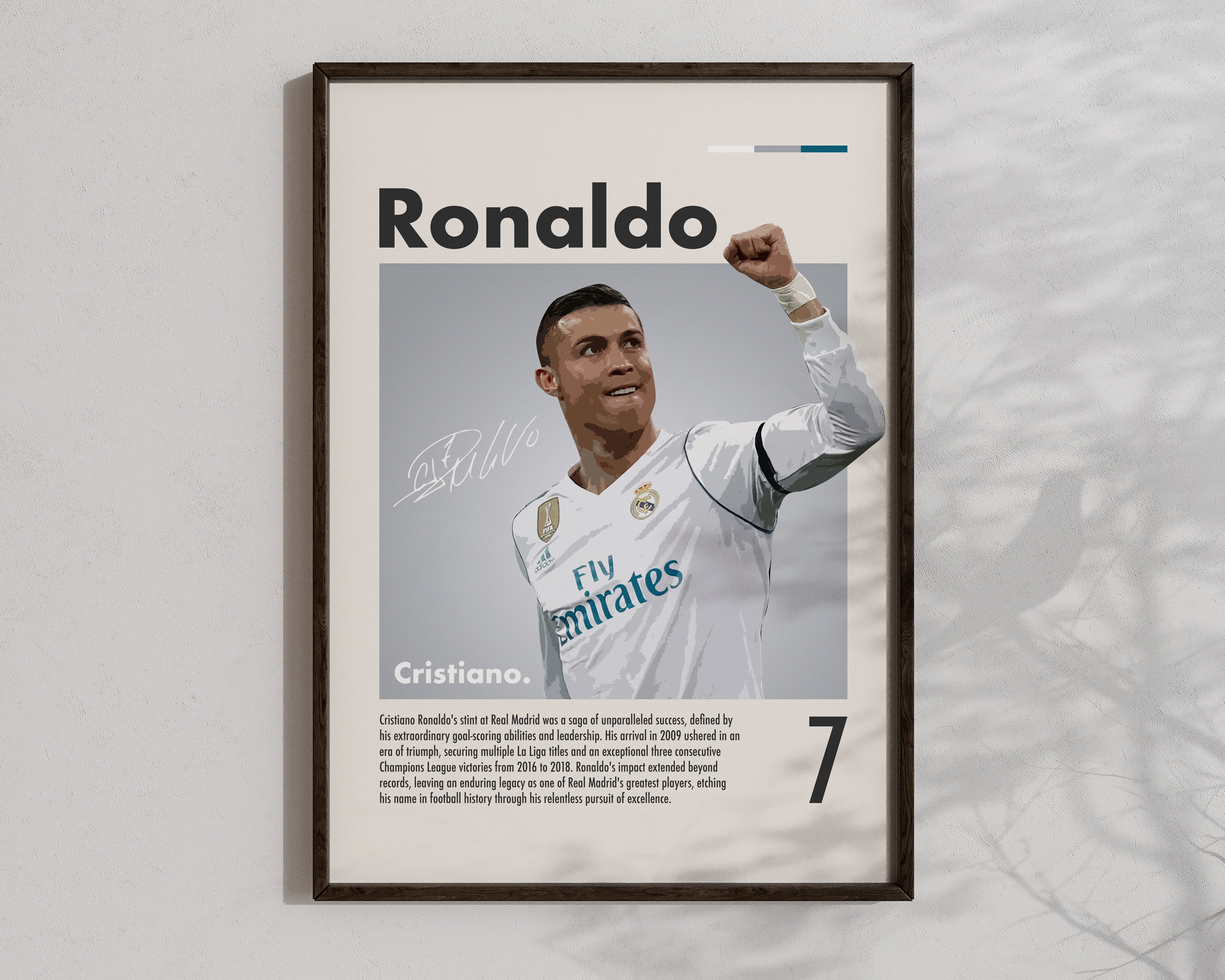 Digital Cristiano Ronaldo Poster Real Madrid Wall Art Cool Football ...