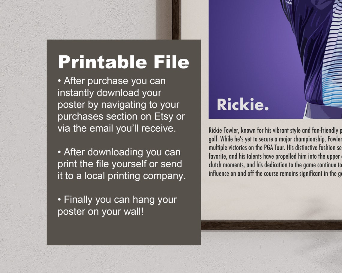 Printable Rickie Fowler Poster Golf Wall Art Rickie Fowler Artwork ...