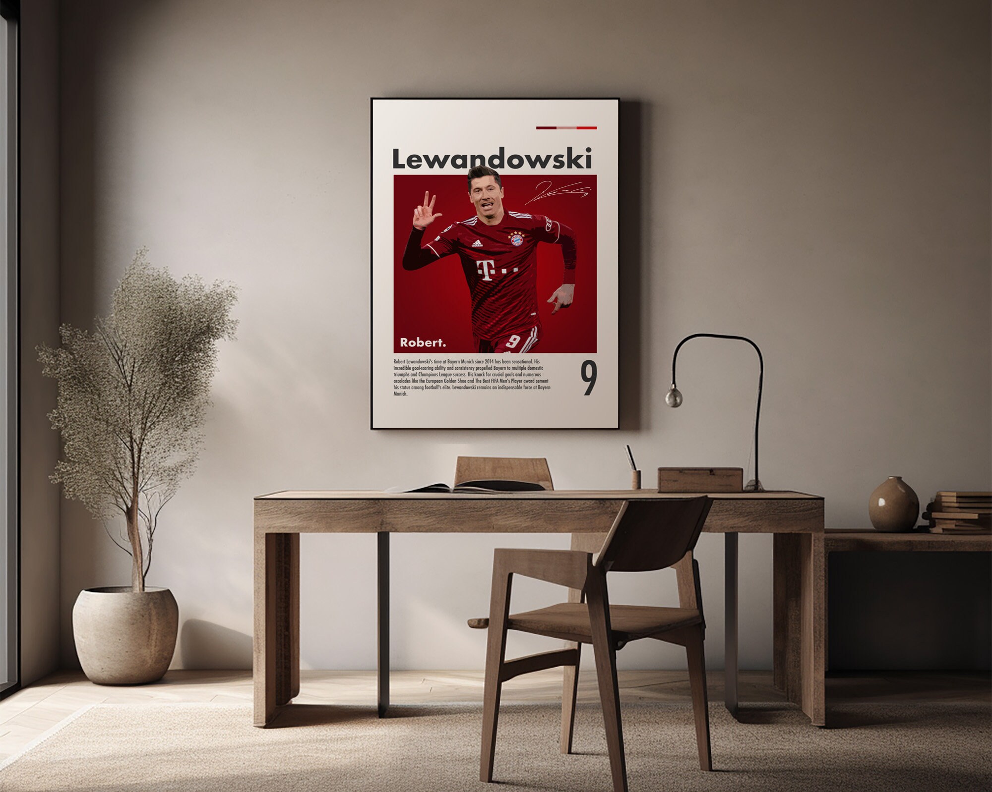 Digital Robert Lewandowski Poster Decorative Football Wall Art ...