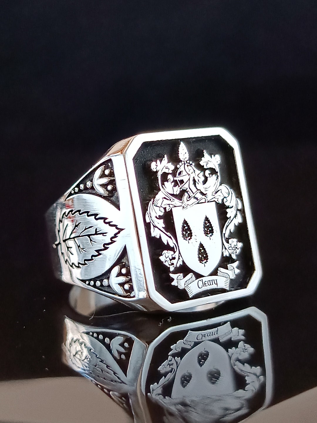 Personalized Coat of Arms Ring , Heraldic Custom Jewelry Ring, Mens ...