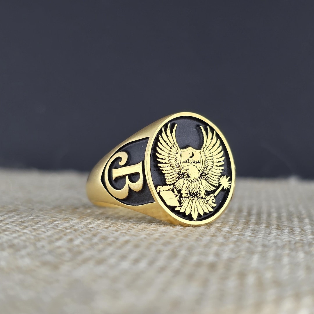 Custom Oval Crest Ring Handcrafted Sterling Silver With Gold Finish ...