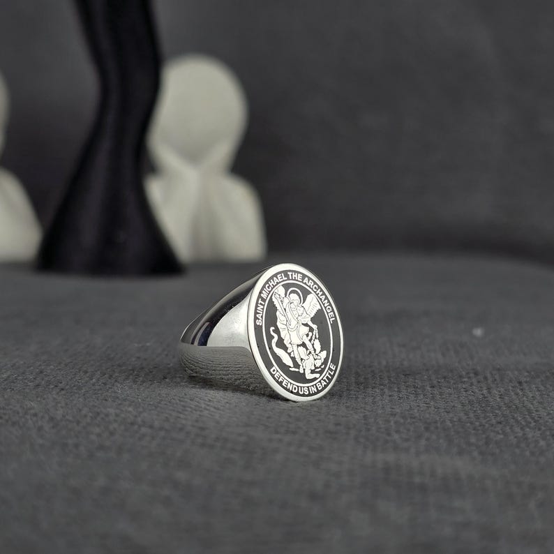 Saint Michael Archangel Ring Sterling Silver Religious Signet Ring ...