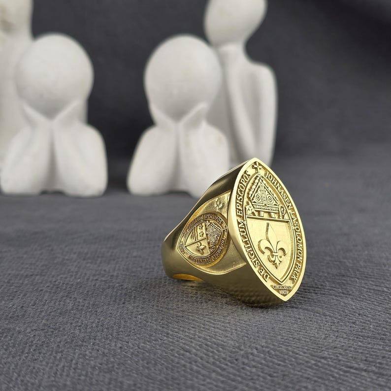 Gold Vermeil Bishop Ring / Religious Episcopal Jewelry / Catholic Cross ...