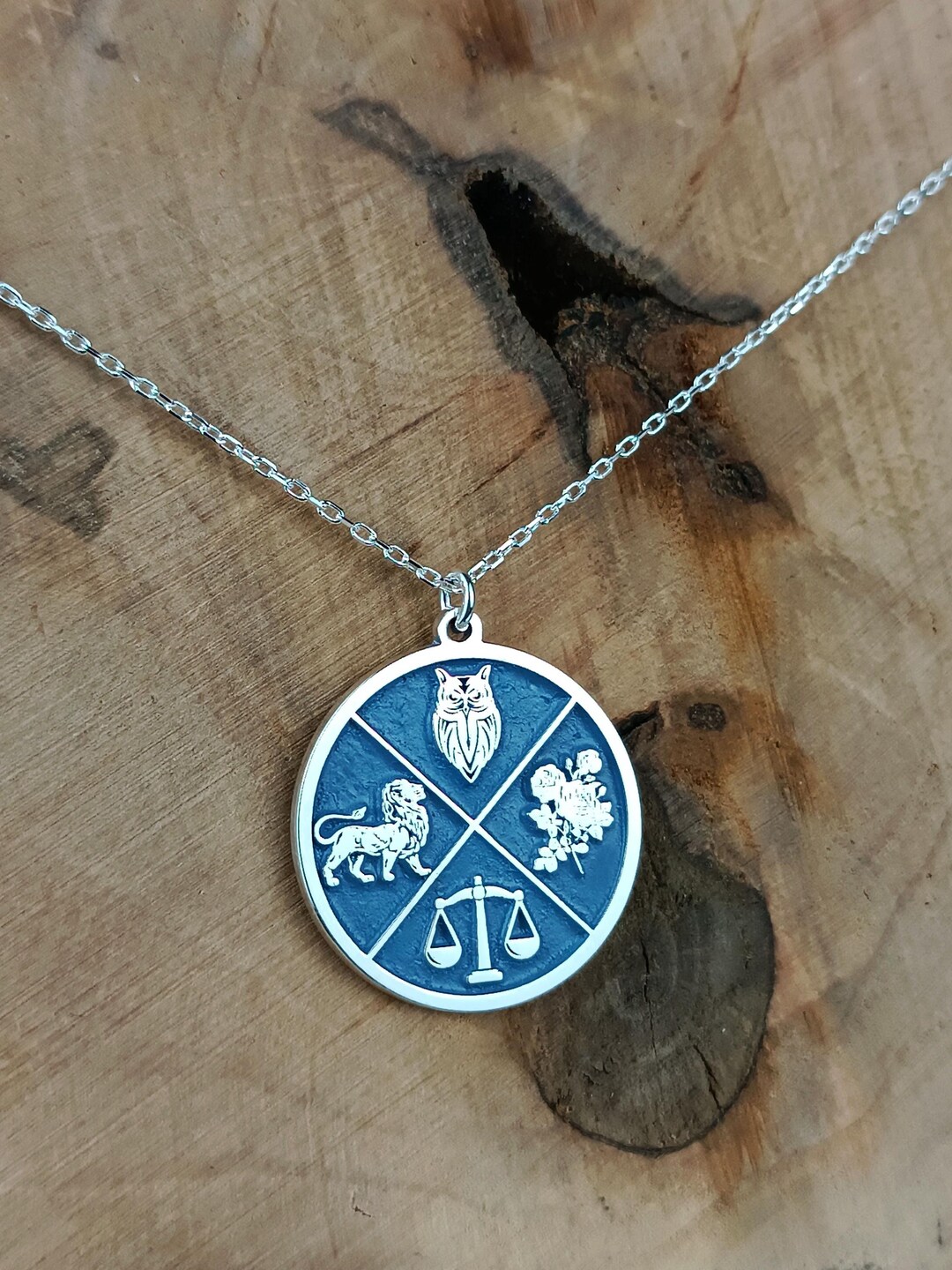 Virtues Pendant / Stoic Philosophy Necklace / Wisdom Courage Justice ...