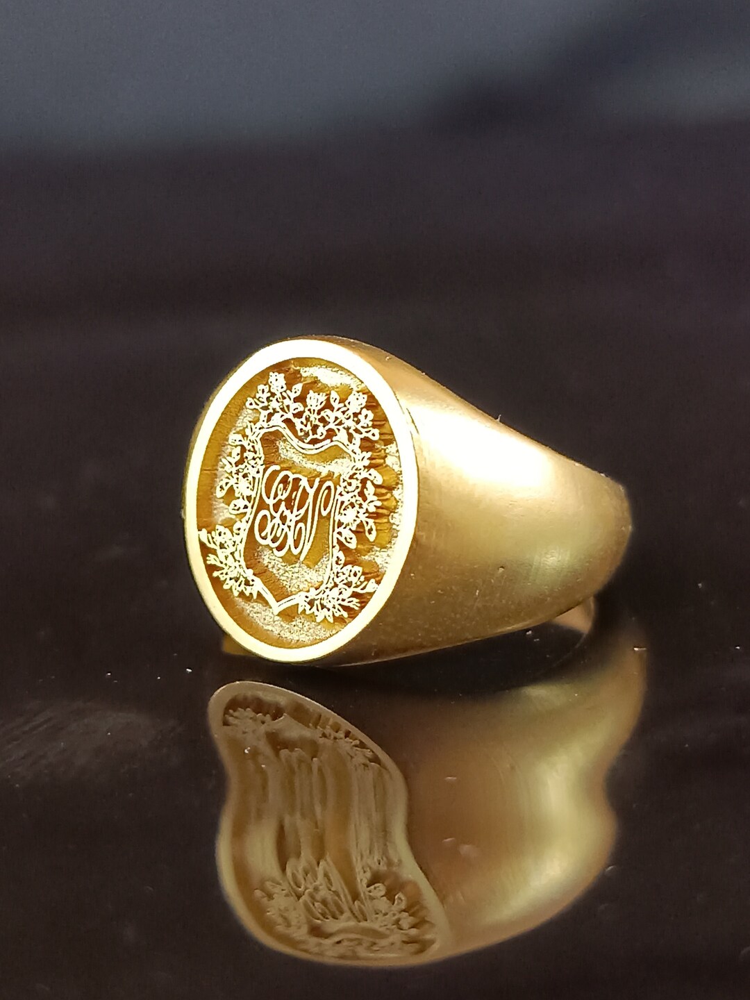 Heraldic Custom Jewelry Ring, Mens Gift, Mushroom Ring, Family Crest ...