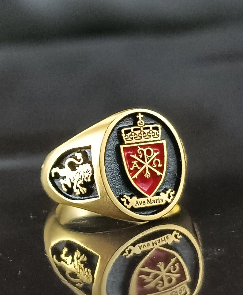 Crest Ring, Family Crest Signet Ring Christmas Gift, Coat of Arms Ring ...