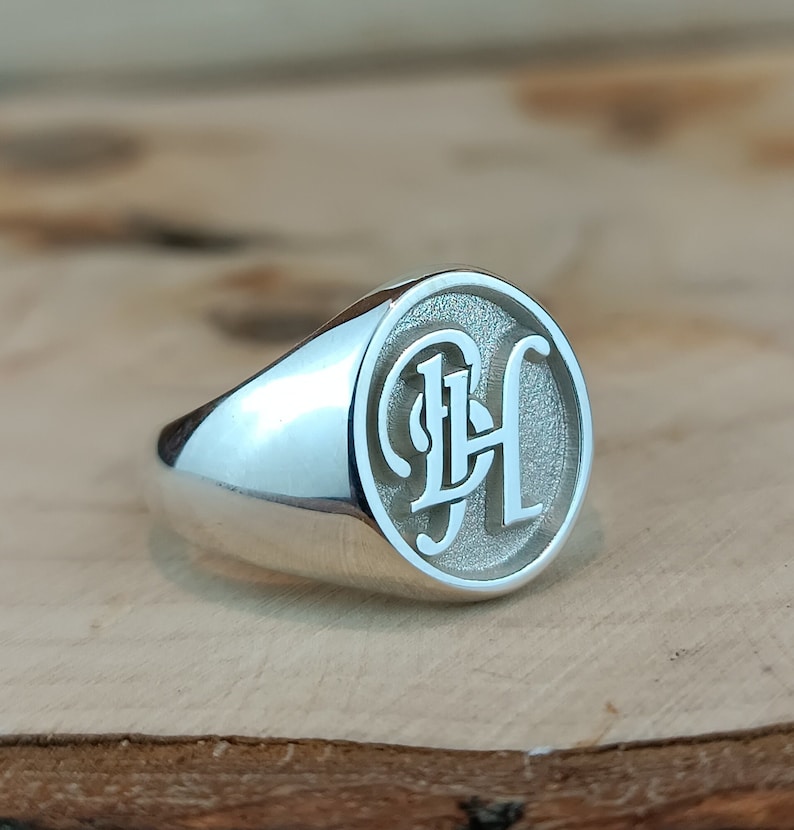 Custom Monogram Ring / Personalized Initial Ring / Engraved Silver ...
