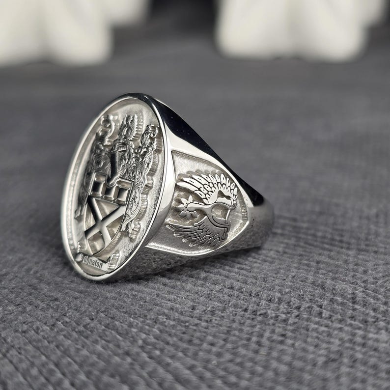 Sterling Silver Signet With Gold Finish / Coat of Arms Jewelry for Men ...