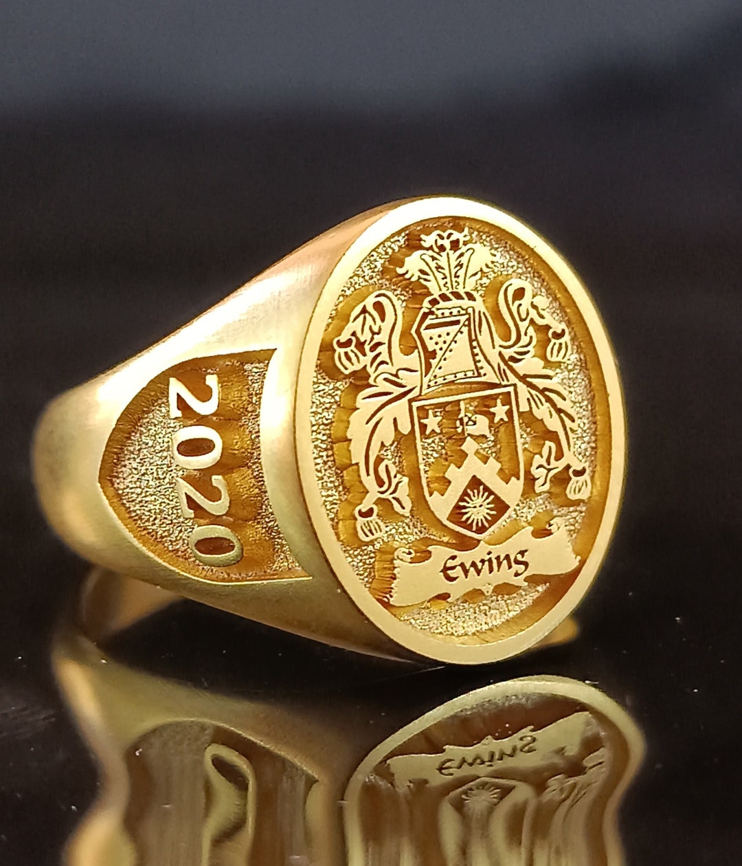 Personalized Coat of Arms Ring , Heraldic Custom Jewelry Ring, Mens ...
