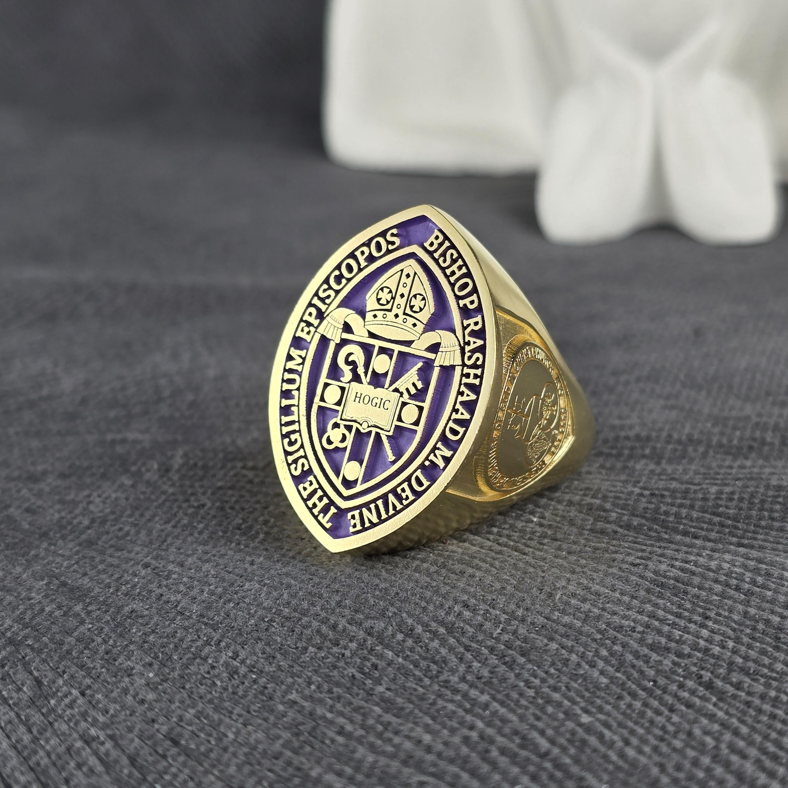 Bishop Ring in Gold / Episcopal Ring With Purple Enamel / Christian ...