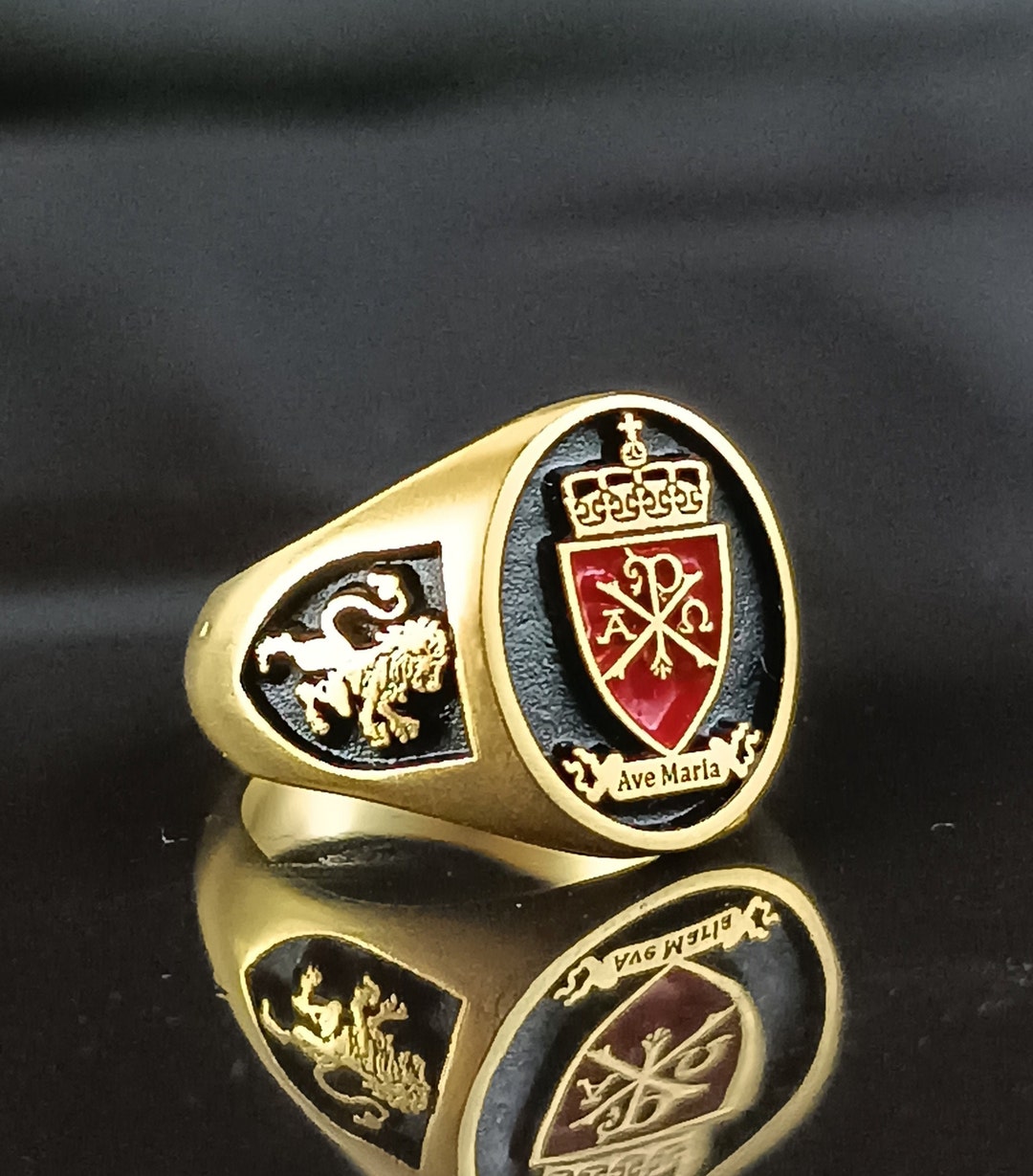 Crest Ring, Family Crest Signet Ring Christmas Gift, Coat of Arms Ring ...