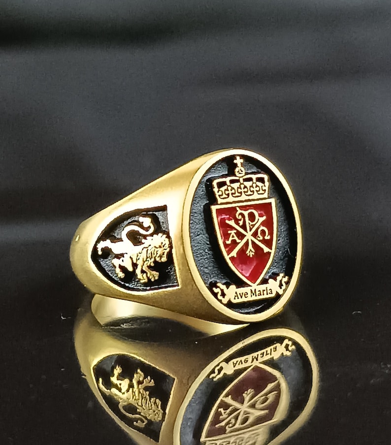 Crest Ring, Family Crest Signet Ring Christmas Gift, Coat of Arms Ring ...