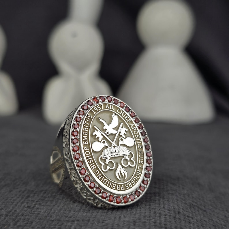 Catholic Bishop Ring, Papal Signet Ring, Red Stone Religious Ring ...