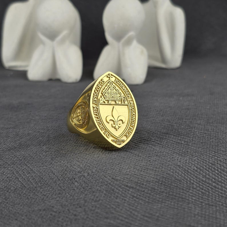 Gold Vermeil Bishop Ring / Religious Episcopal Jewelry / Catholic Cross ...