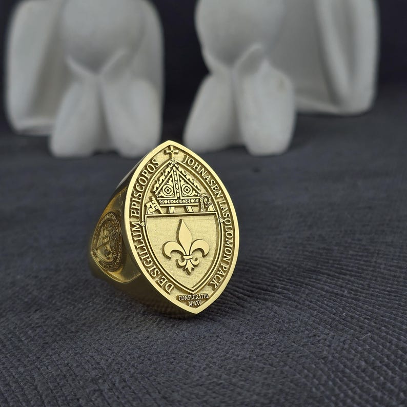Gold Vermeil Bishop Ring / Religious Episcopal Jewelry / Catholic Cross ...
