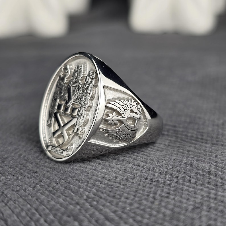 Sterling Silver Signet With Gold Finish / Coat of Arms Jewelry for Men ...