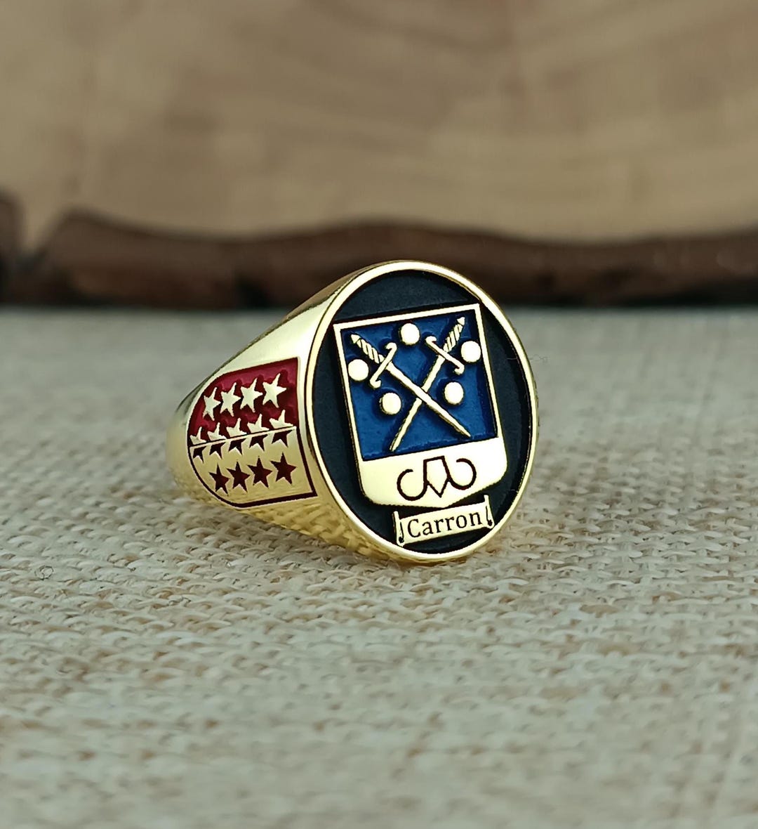Custom Crest Signet Ring / Gold Men’s Family Emblem Jewelry / Unique ...